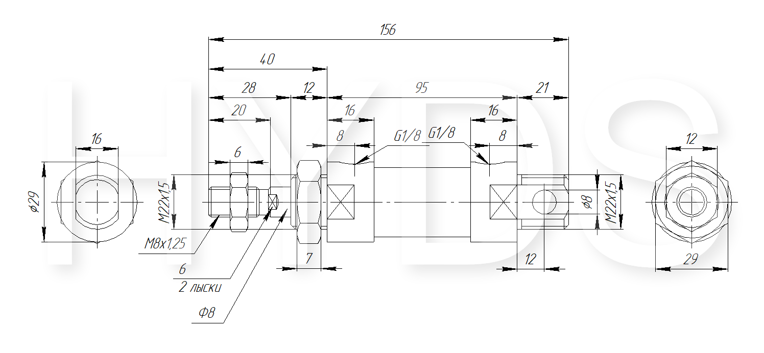 Пневмоцилиндр MAL 20x25-S – купить за 0 ₽ | HYDS Pneumatics