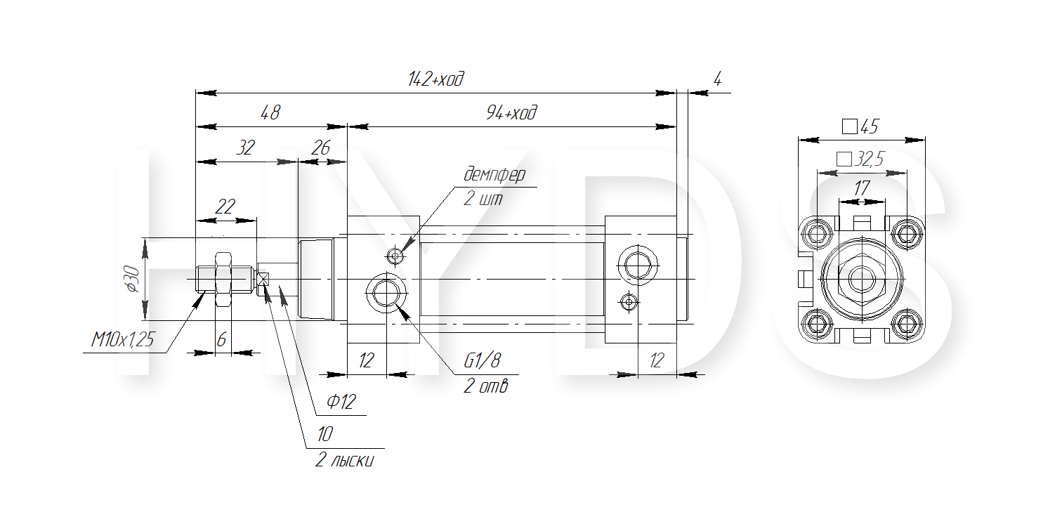 Пневмоцилиндр DSBC-32-300-PPV-A-N3 – купить за 0 ₽ | HYDS Pneumatics
