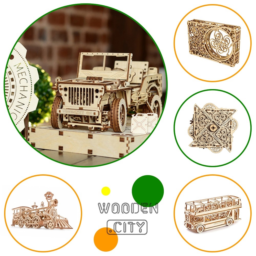 Конструкторы Wooden City - Деревянные сборные модели, 3D пазлы из фанеры