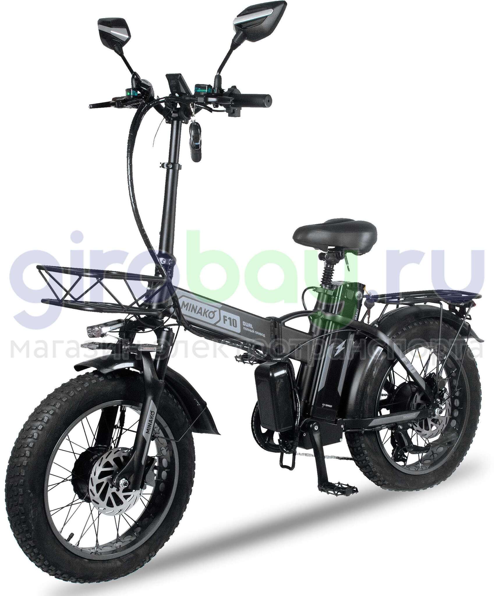 Электровелосипед Minako F10 Pro Dual 48V/20Ah (полный привод) 2025 года - Черный обод купить в ...