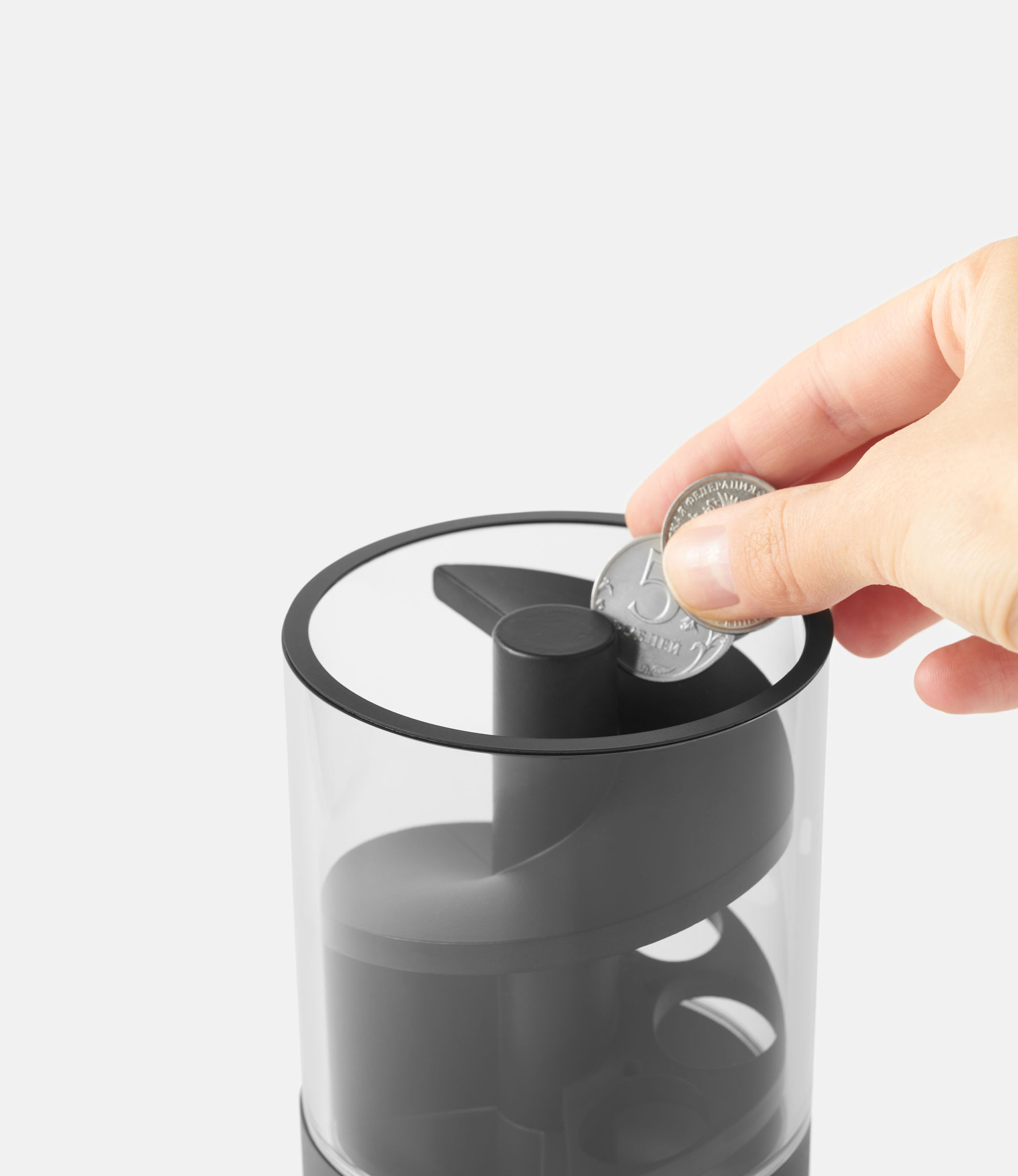 Купить спиральную копилку CoinDrift Transparent Black от Zenlet в подарок - Gembox.ru
