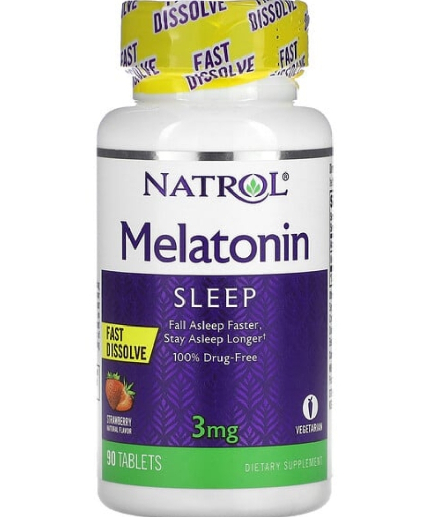 Natrol, Мелатонин, быстрорастворимые, клубника, 3 мг, 90 таблеток ...