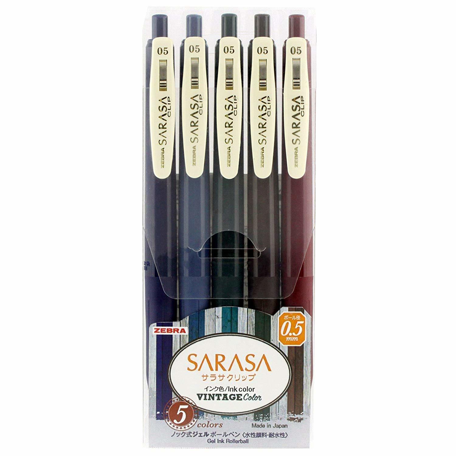 Zebra Sarasa Clip Vintage Color - набор №1 - Купить гелевые ручки с ...