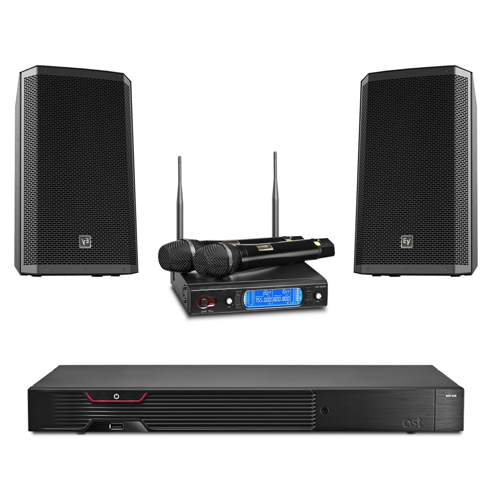 AST 250 + 2 радиомикрофона AST + 2 колонки Electro-Voice