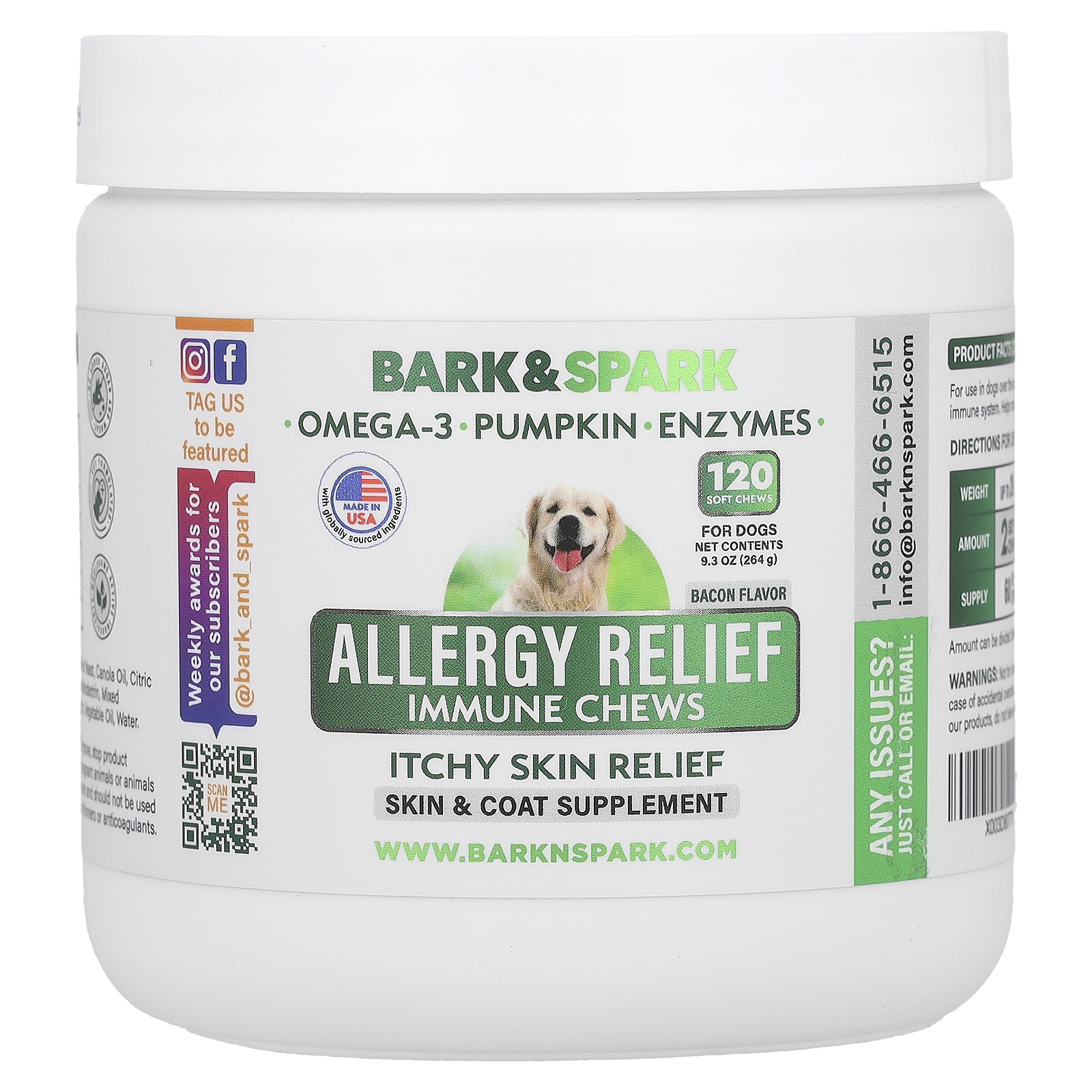 Bark&Spark, Allergy Relief Immune Chews, средство от зуда на коже, для ...