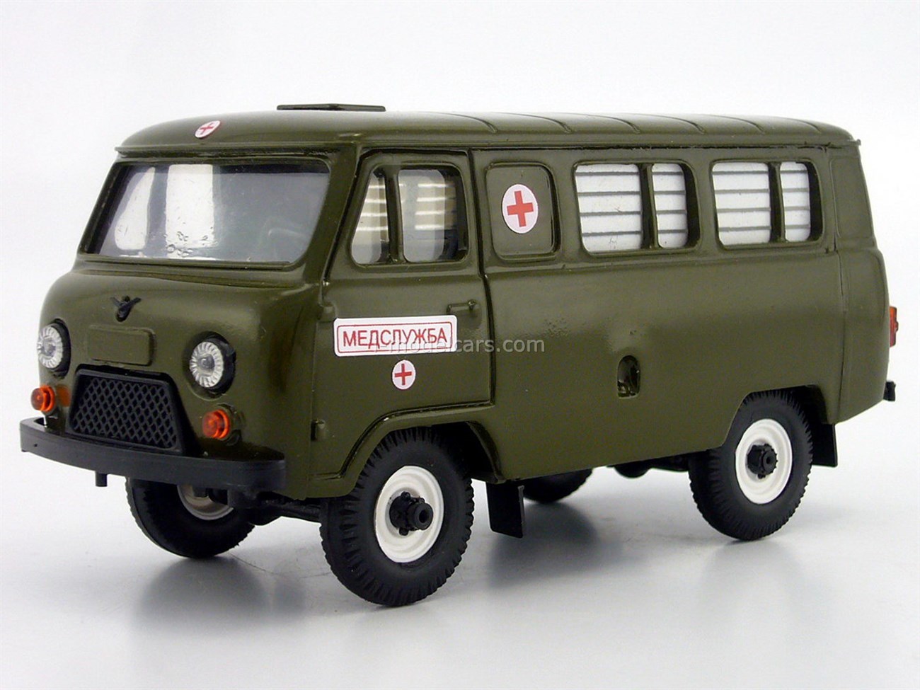 UAZ-3962 Bus Medical Service plastic painted khaki (white glass) Agat ...