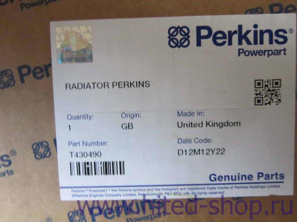 Радиатор / RADIATOR АРТ: T430490 - оригинальный Perkins. Официальный ...