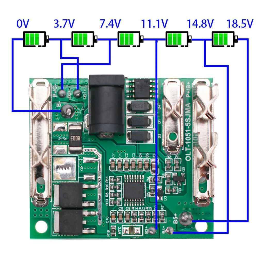 Плата защиты для Li-ion 18650 аккумуляторов (BMS 5S/18V/21V/20A) для ...