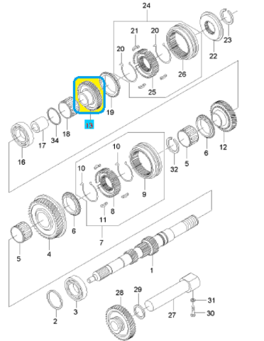ШЕСТЕРНЯ КПП 5-Й ПЕРЕДАЧИ AVEO 1.2 DOHC ВЕДУЩАЯ (ПЕРВИЧНОГО ВАЛА) GM ...