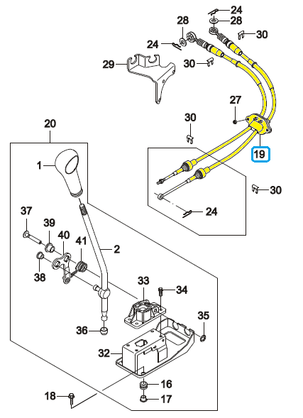 Трос переключения передач Daewoo Matiz 0,8 Arirang
