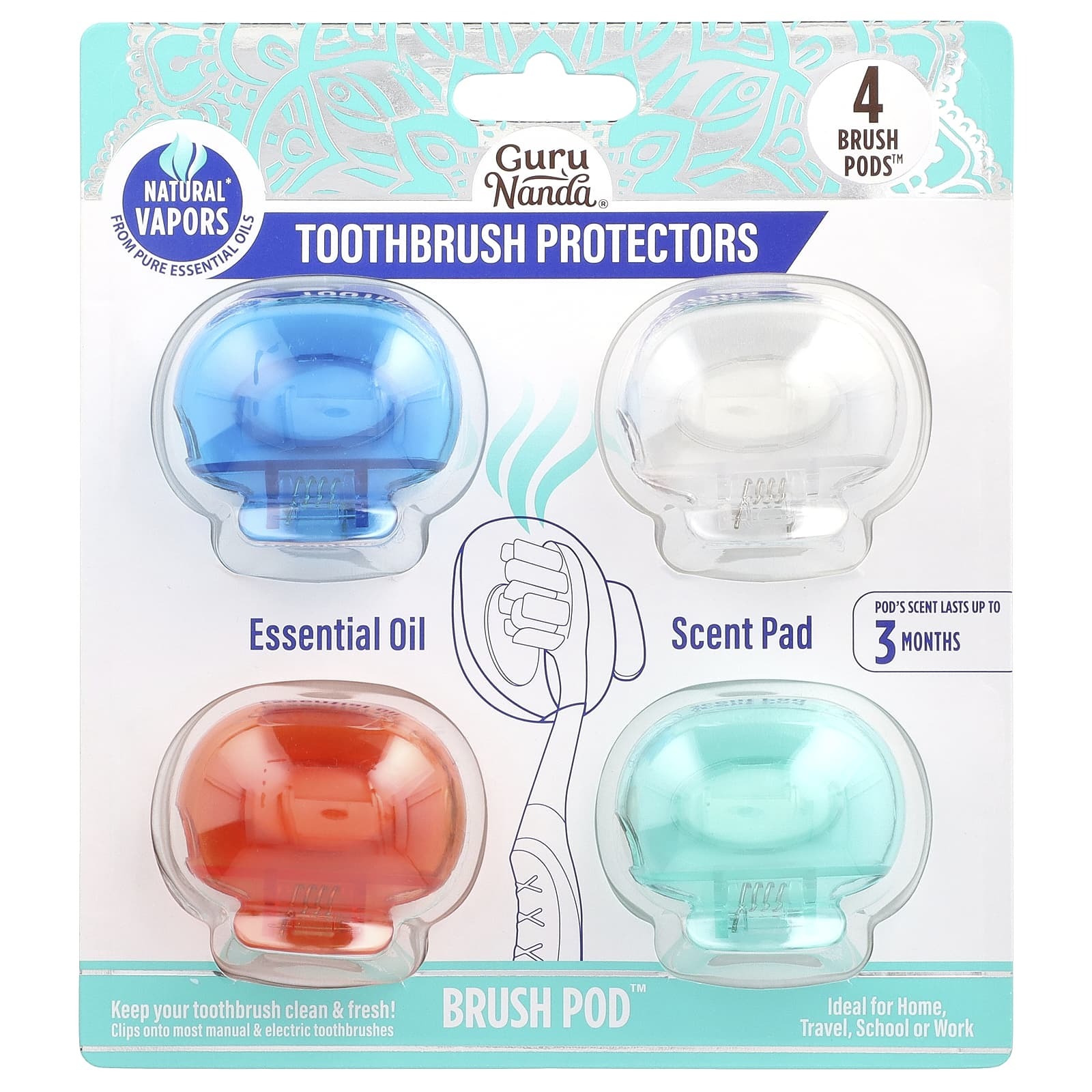 GuruNanda, Toothbrush Protectors, 4 Brush Pods GRU-08519 – купить за 1 ...