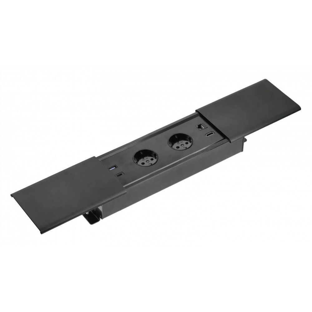 Удлинитель встраиваемый в стол PRESTINO, 2x гнезда SCHUKO, USB A+C ...