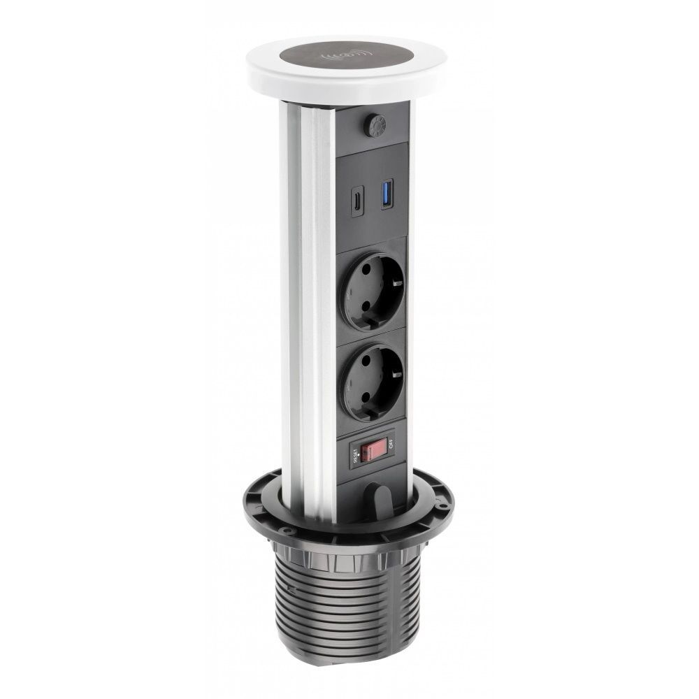 Удлинитель встраиваемый в стол CAMINO 100mm, 2x гнезда SCHUCKO, USB A+C ...