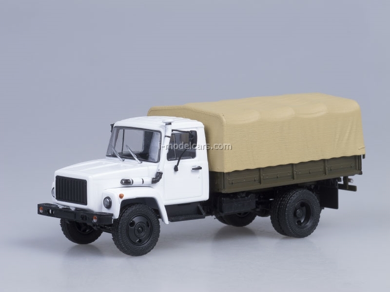MODEL CARS GAZ-3309 engine D-245.7 Diesel Turbo with awning white-beige ...