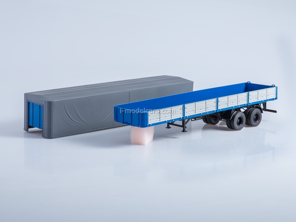 MODEL CARS Semitrailer two-axle board MAZ-93971 blue-gray 1:43 AutoHistory