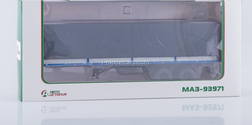 MODEL CARS Semitrailer two-axle board MAZ-93971 blue-gray 1:43 AutoHistory