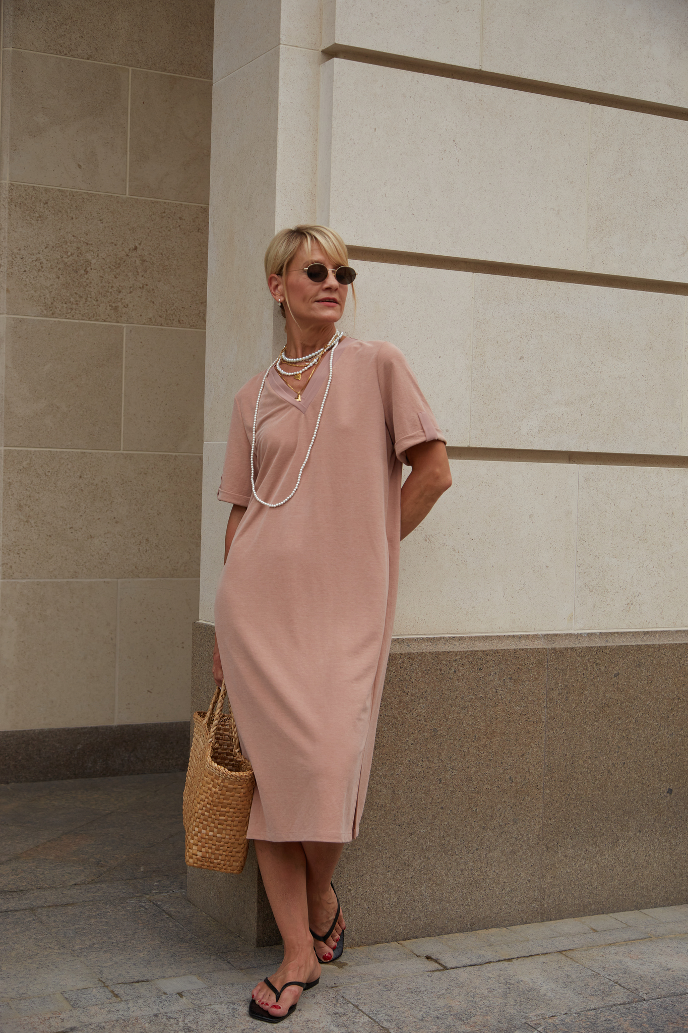 Платье-футболка пудровое – купить за 7 800 ₽ | CLASSY brand
