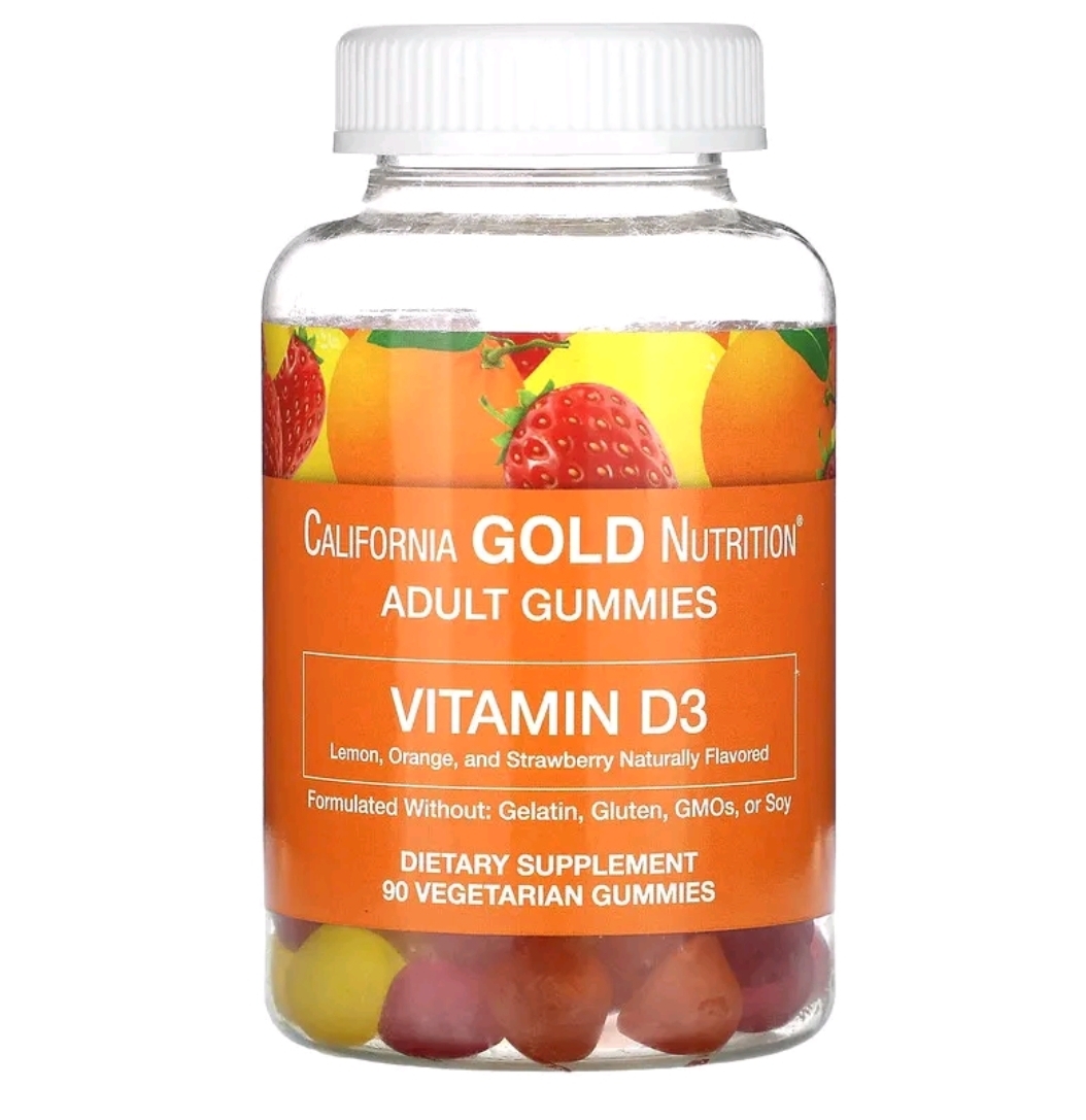 California Gold Nutrition, Жевательные конфеты с витамином D3, без ...
