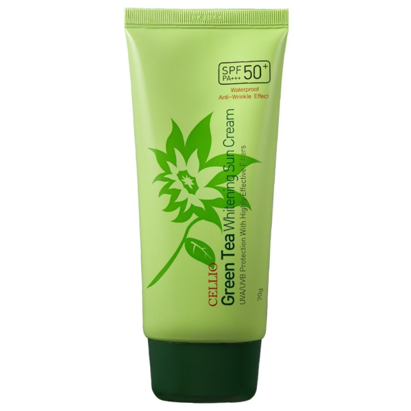 Крем для лица солнцезащитный водостойкий Cellio SPF 50+ PA+++ Green Tea ...