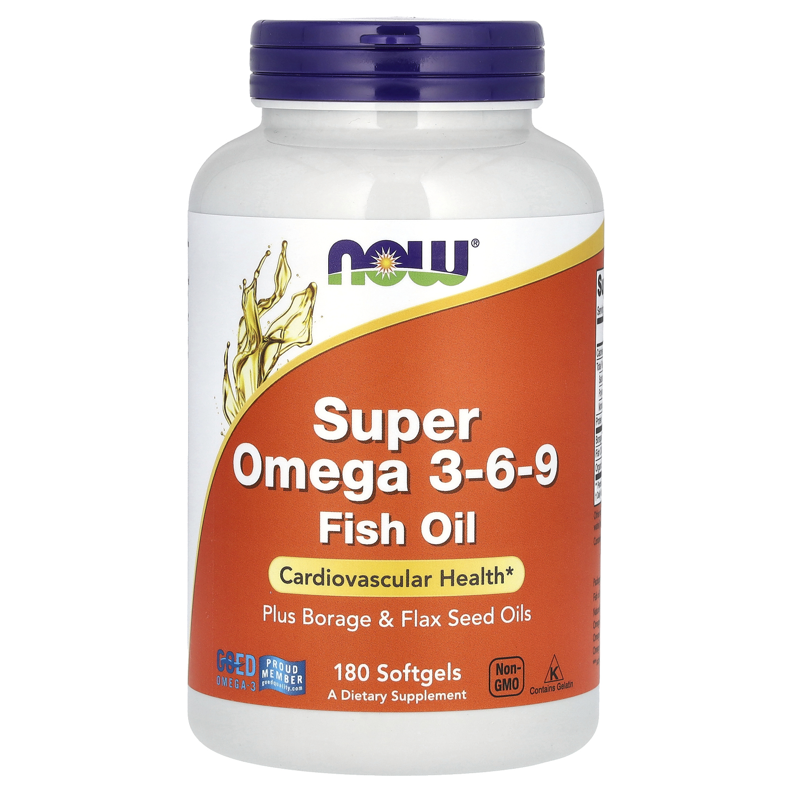 NOW Foods, Super Omega 3-6-9, добавка с омега-3-6-9, 180 капсул NOW ...