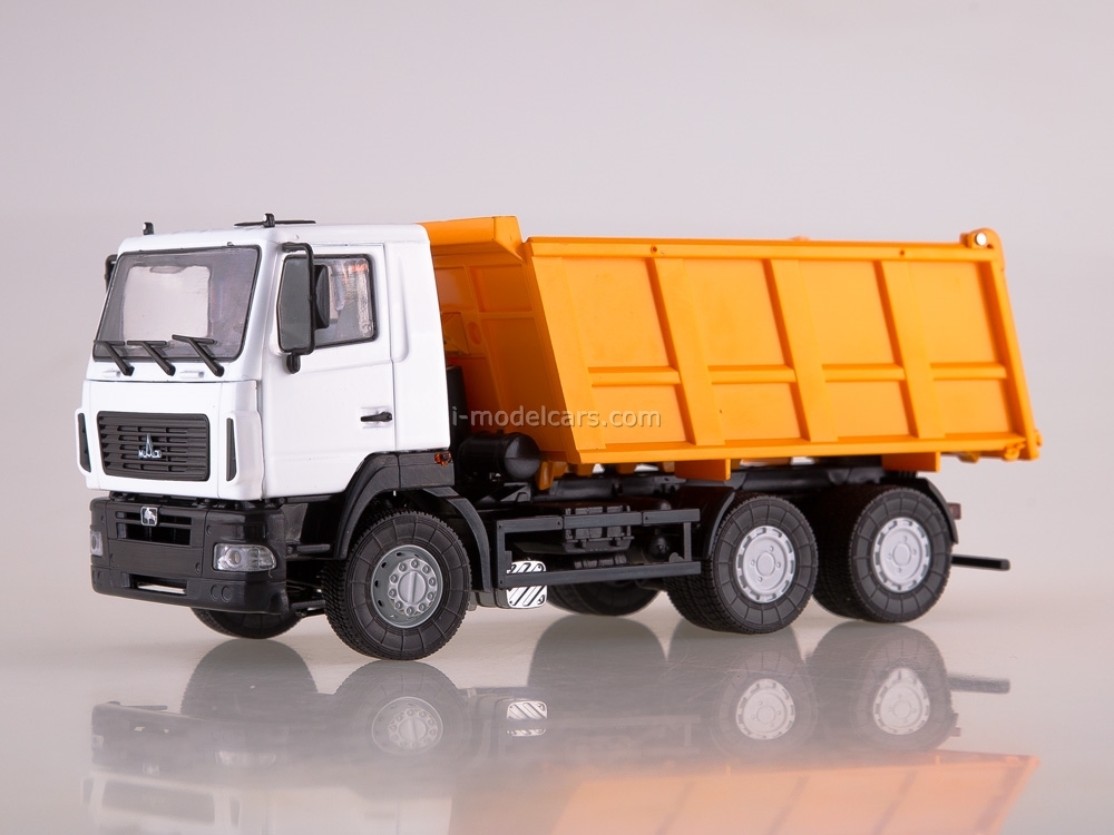 MODEL CARS MAZ-6501 dump truck restyling white-orange 1:43 AutoHistory