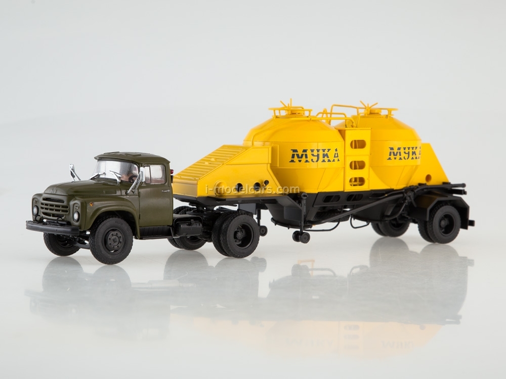 ZIL-130V1 with semitrailer flour carrier K4-AMG khaki-yellow 1:43 ...