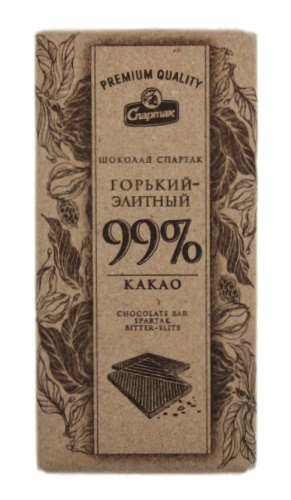 Шоколад горький элитный 99% какао 85г. крафт Спартак - купить не дорого ...