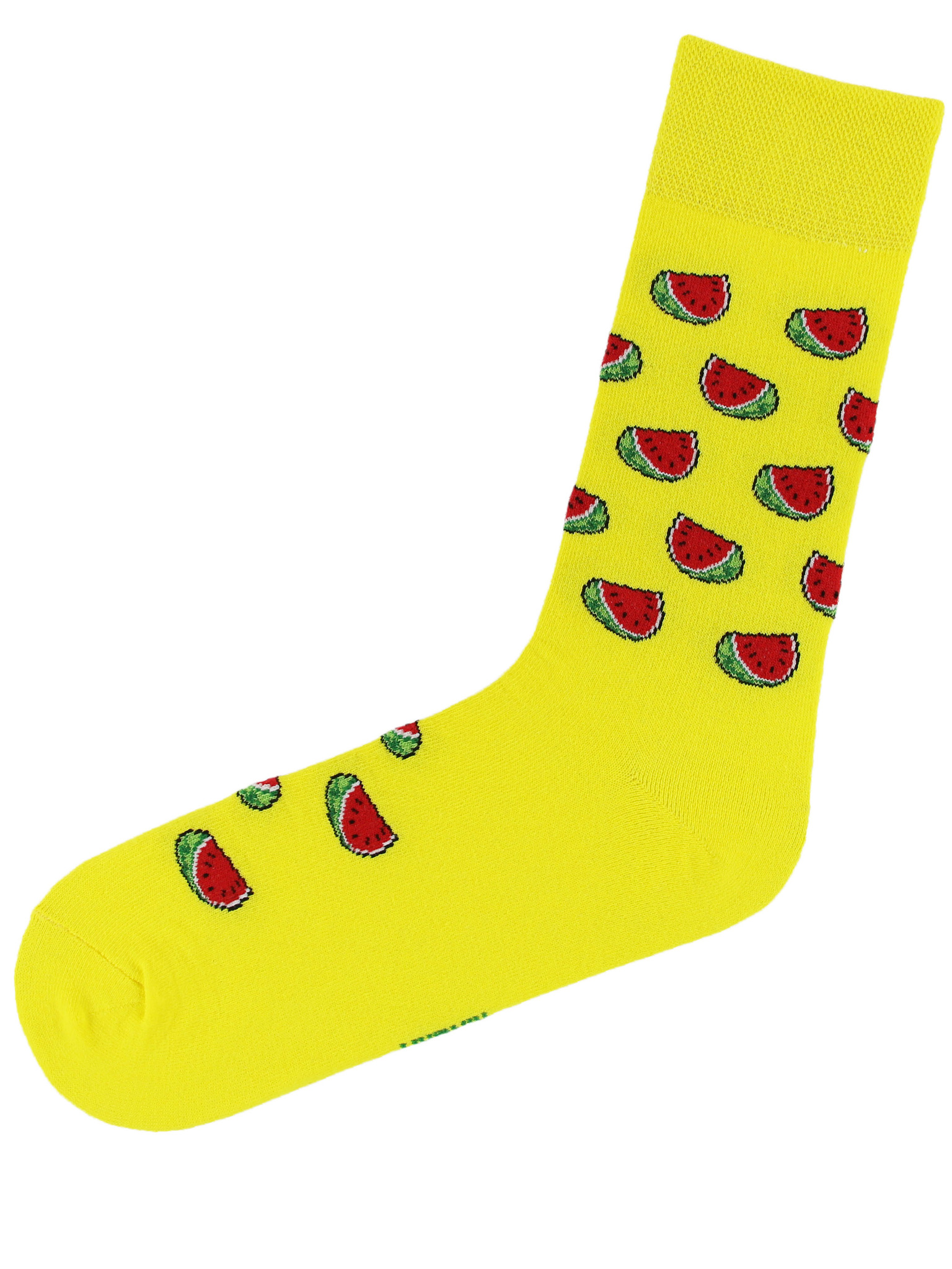 Купить крутые высокие желтые носки с арбузами