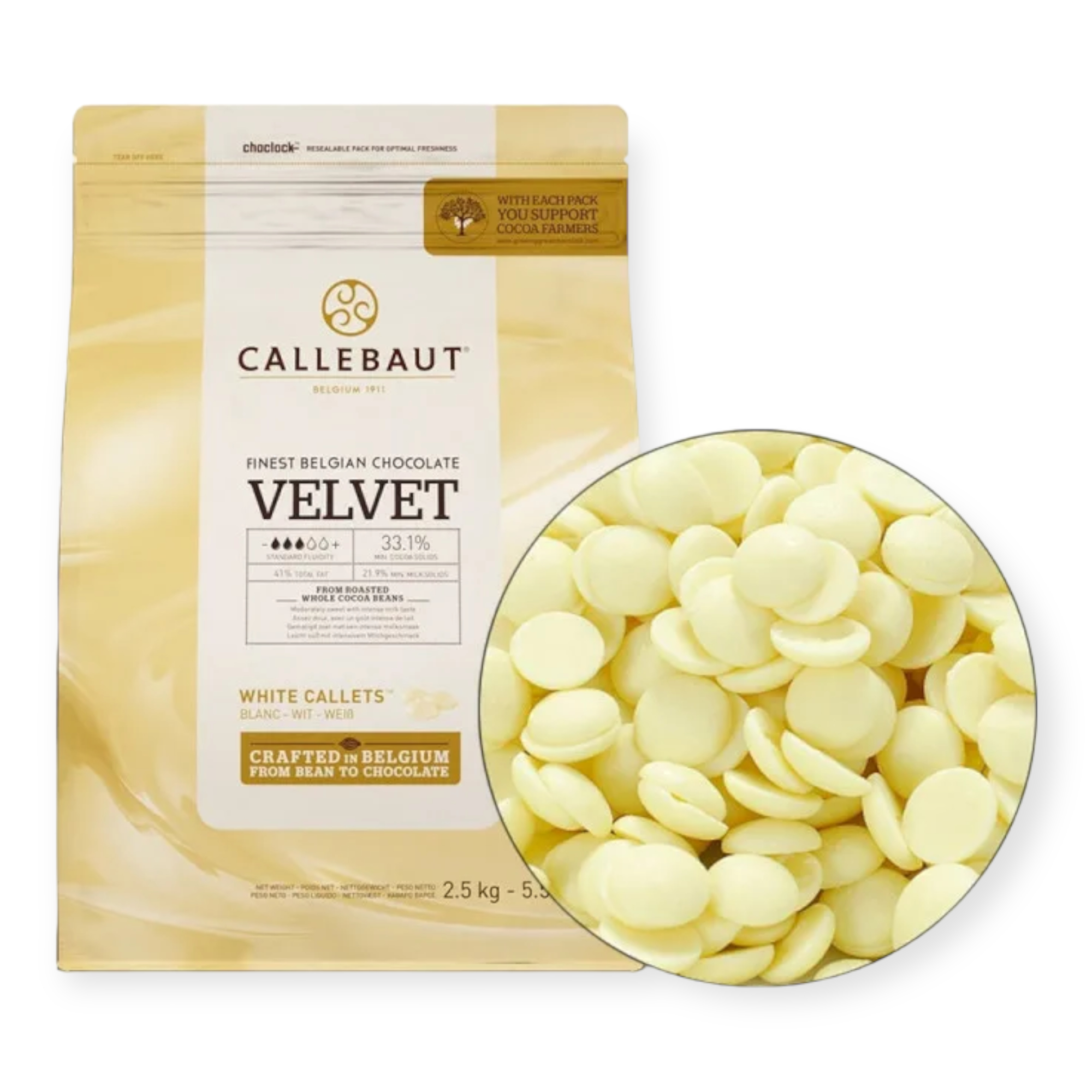 Шоколад Callebaut Velvet белый,какао 34,6% 2,5кг - купить по выгодной ...