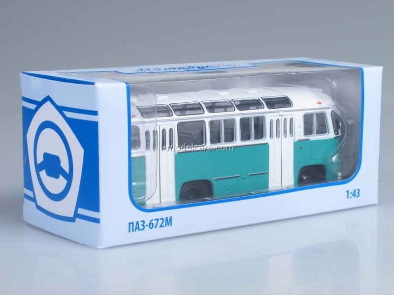 MODEL CARS PAZ-672M white-green Soviet Bus 1:43