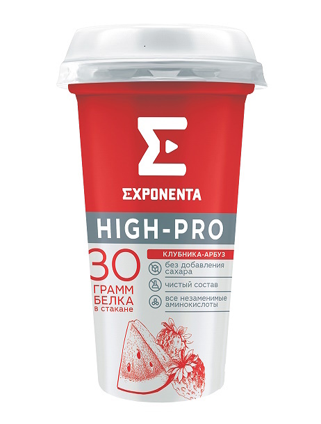 Напиток кисломолочный "Exponenta High-Pro" Клубника-арбуз обезжиренный ...