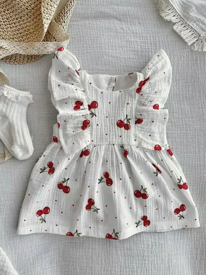 Летнее платье из муслина, С вишенками – купить за 1 365 ₽ | Mimilav