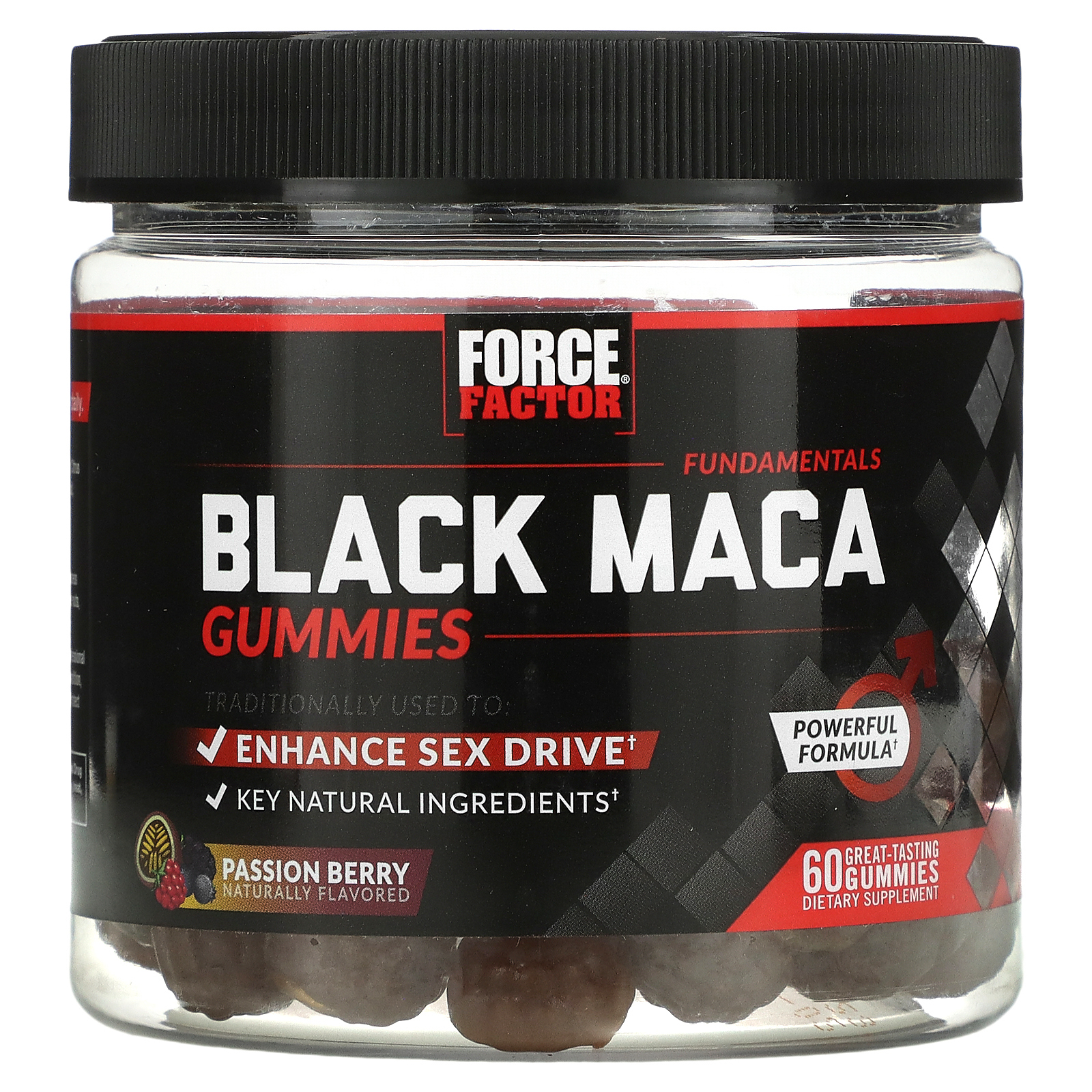 Force Factor, Fundamentals, черная мака, маракуйя, 60 жевательных ...