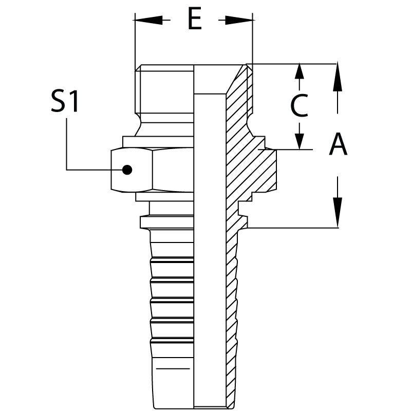 Фитинг для рвд DN 12 BSP (Ш) 1/2 POWERMASTER, цена: 116 ₽. ООО «ВУДКО».