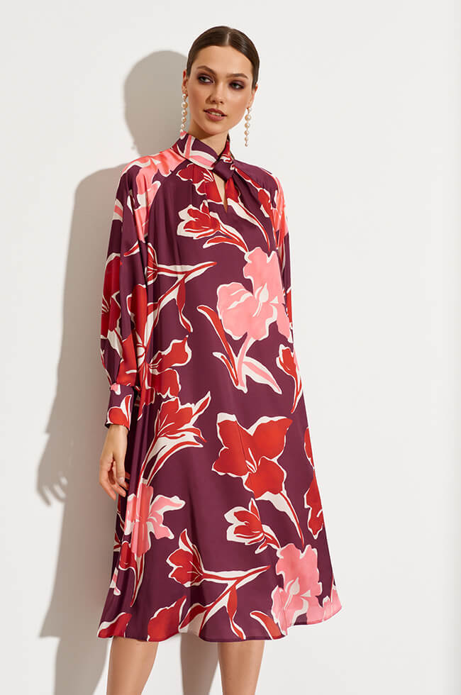 51425 Платье женское (бордовый принт) - купить онлайн | NELVA