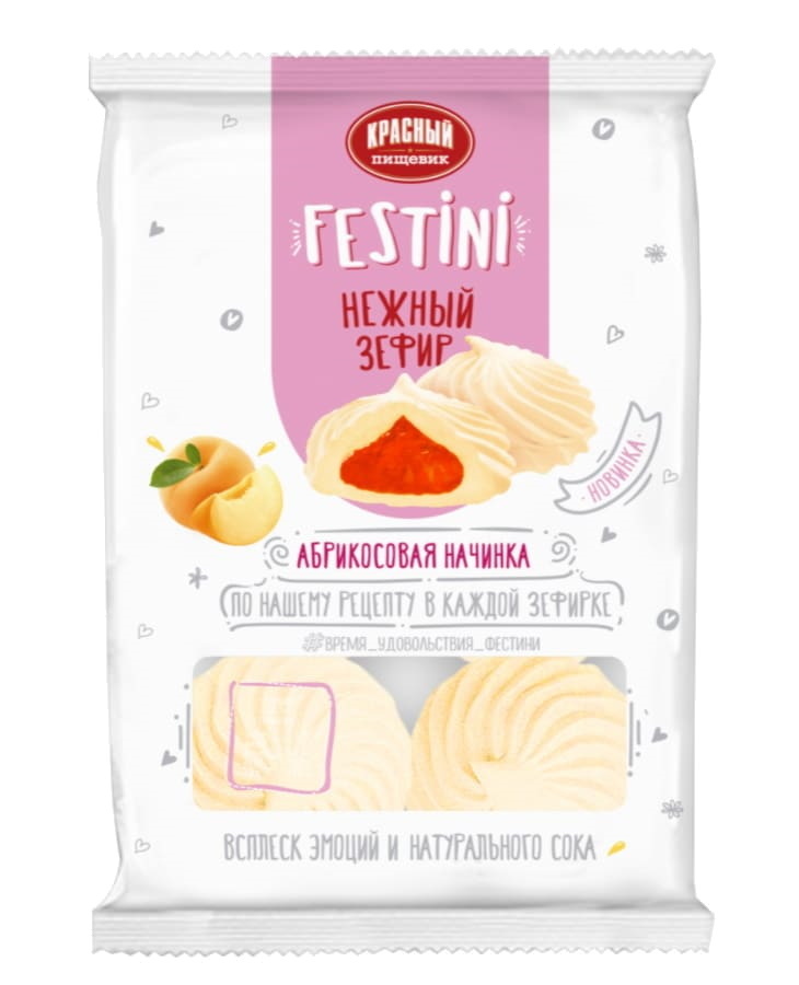 Белорусский зефир "Festini" с абрикосовой начинкой 250г. Красный ...