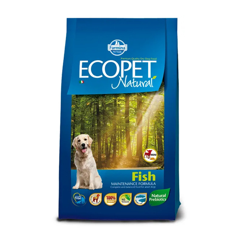 Сухой корм ECOPET natural fish с рыбой для взрослых собак всех пород ...