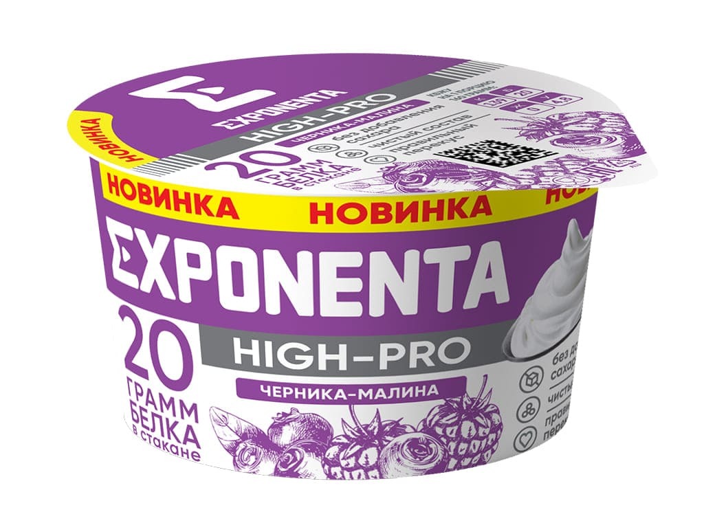Продукт кисломолочный "Exponenta High-Pro" Черника малина 160г ...