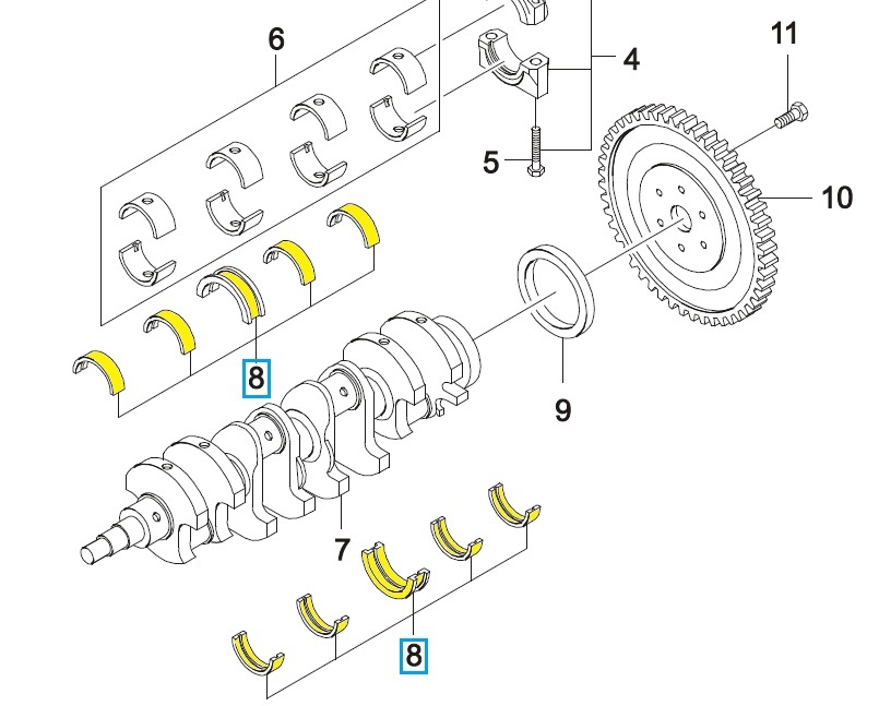ВКЛАДЫШИ КОРЕННЫЕ 0,25 LANOS, NEXIA, CHANCE 1.5, LACETTI; AVEO, CRUZE ...
