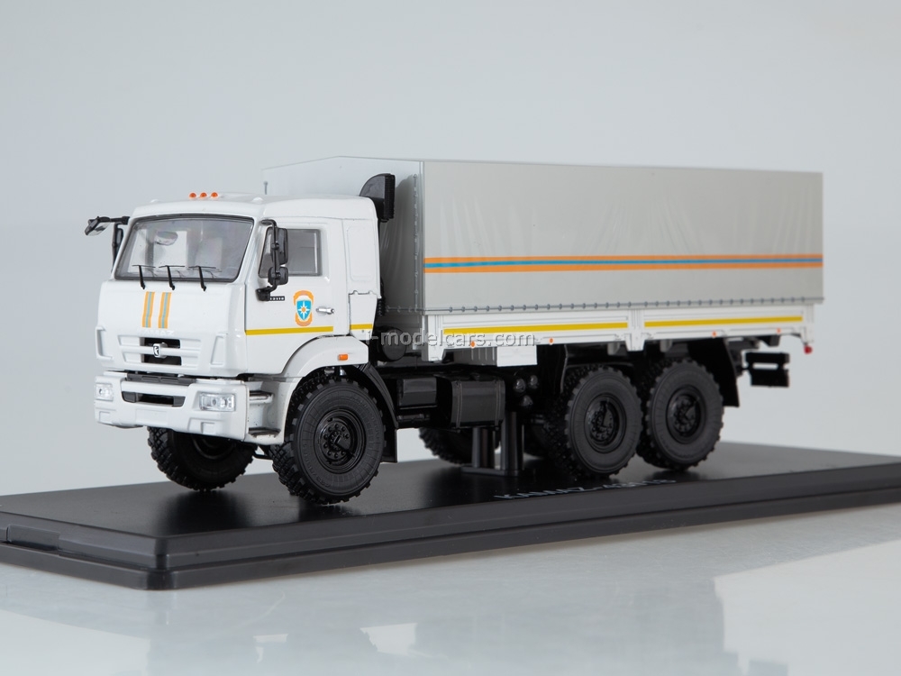 KAMAZ-43118 flatbed truck with awning MCHS white 1:43 Start Scale ...