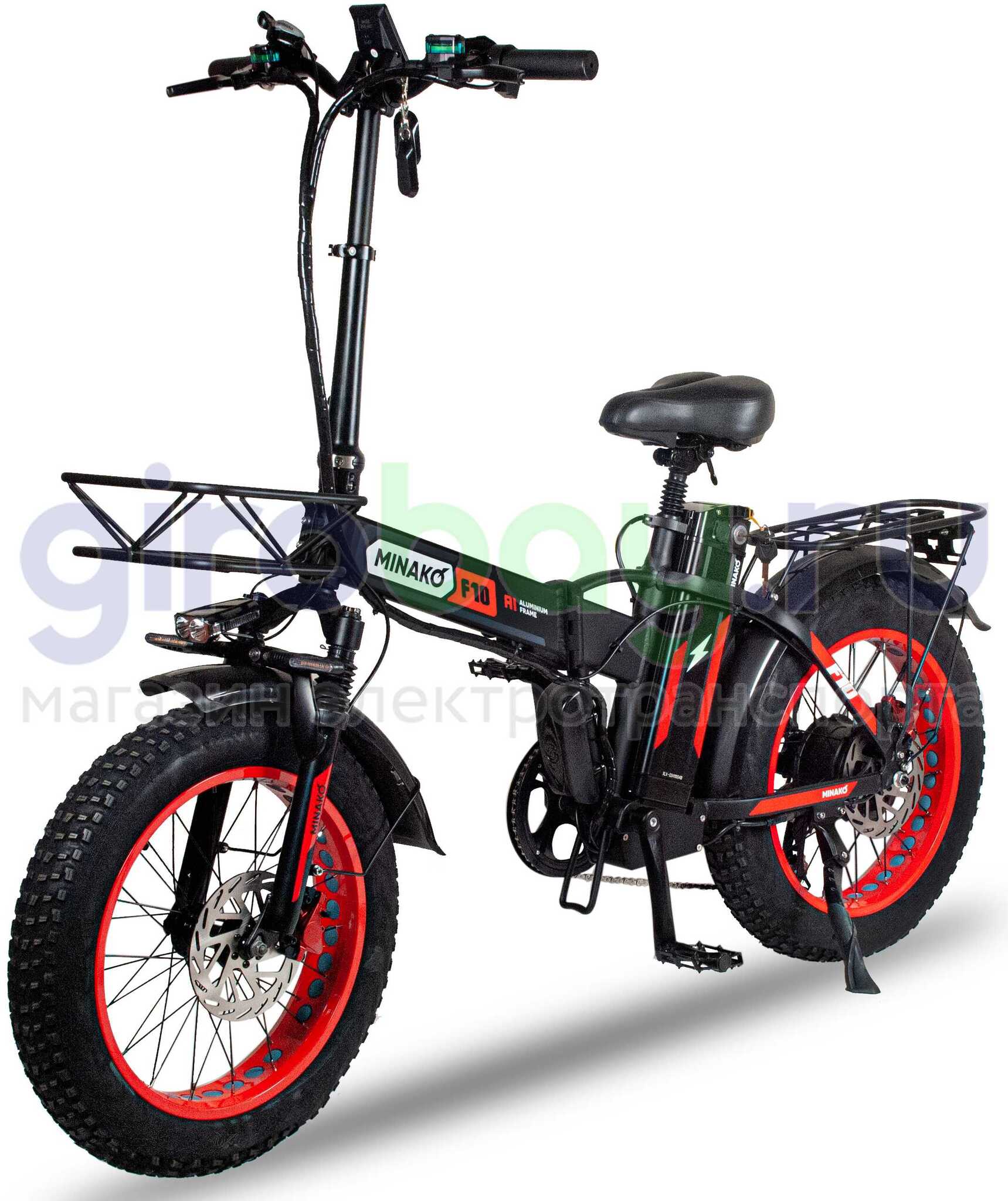 Электровелосипед Minako F10 Pro 2025 (48V/20Ah) - Красный обод купить в Москве