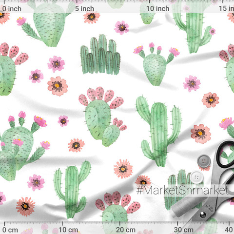 Ткани Кактусы с розовыми цветами - закажи на #MarketShmarket.com любая ...
