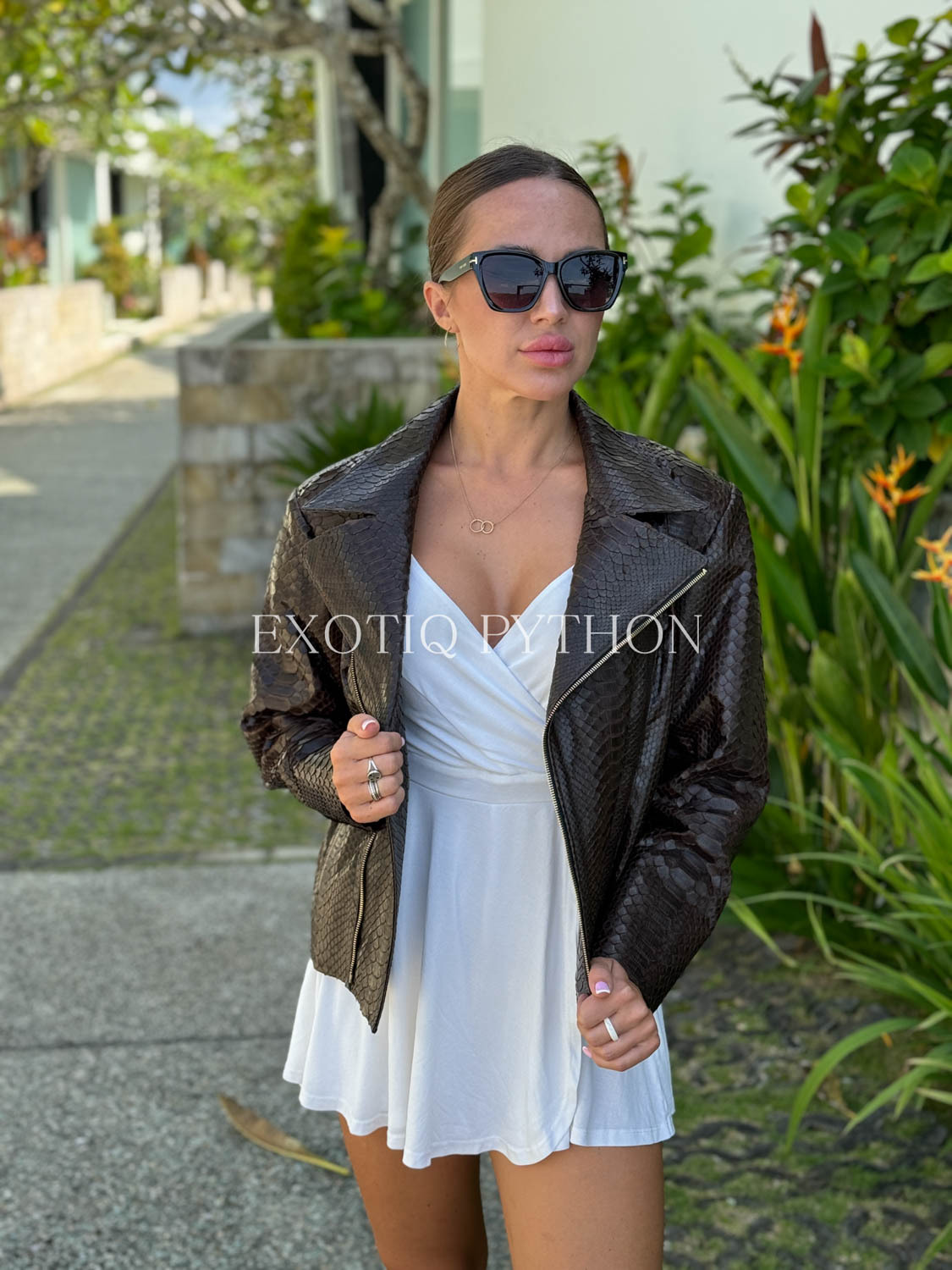 Куртка из кожи питона коричневого цвета JT-110 - «EXOTIQ PYTHON»