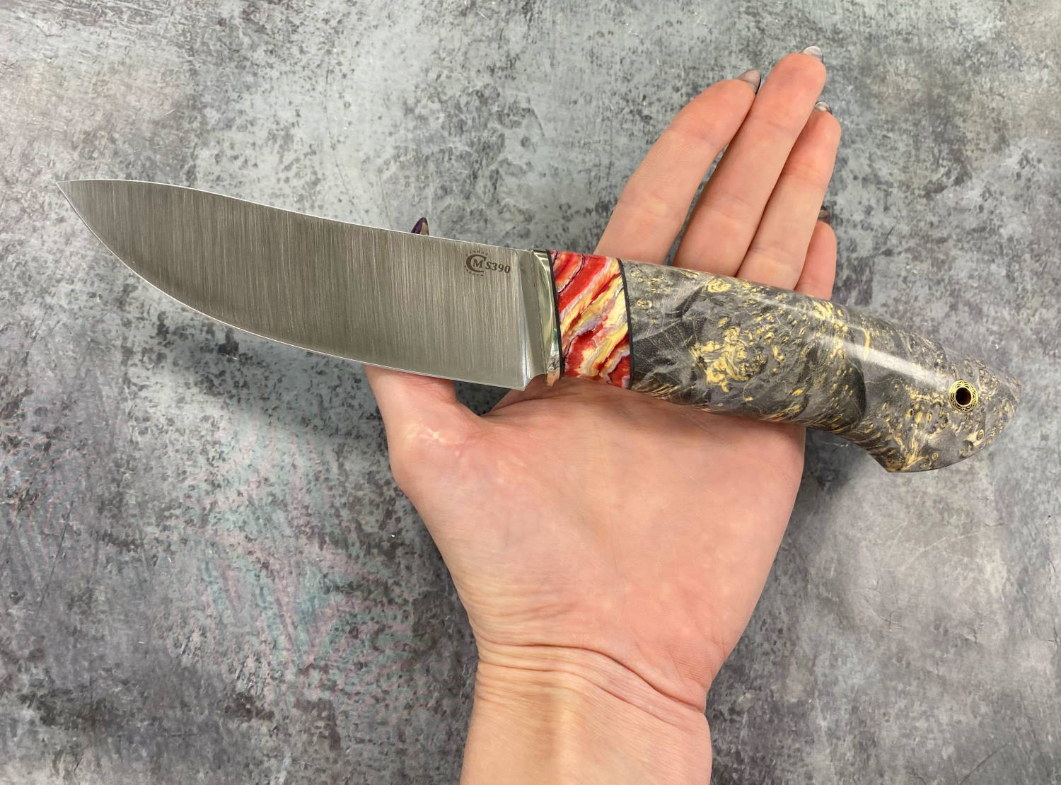 Нож Кайман, Bohler S390, мельхиор, зуб мамонта, кап клена купить за 22 ...