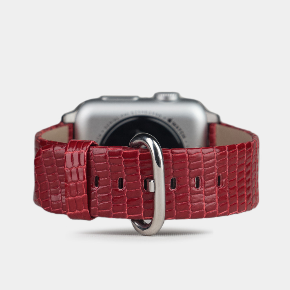 Ремешок для Apple Watch 44/45/46 mm из кожи ящерицы, красного цвета за ...