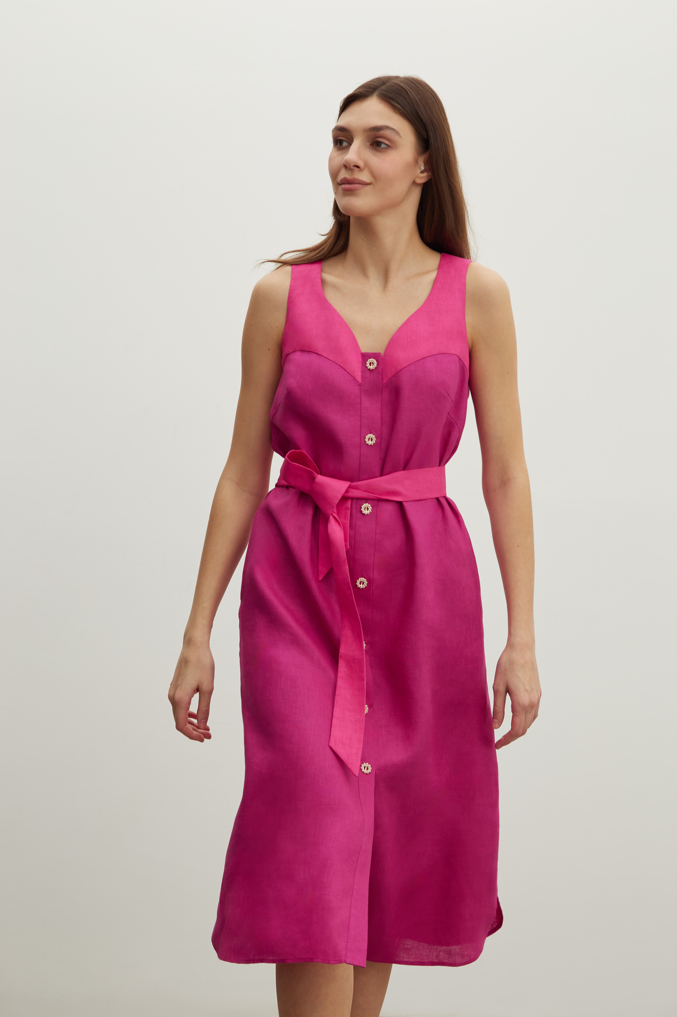 Платье Сарафан фуксия лен – купить за 7 500 ₽ | CLASSY brand