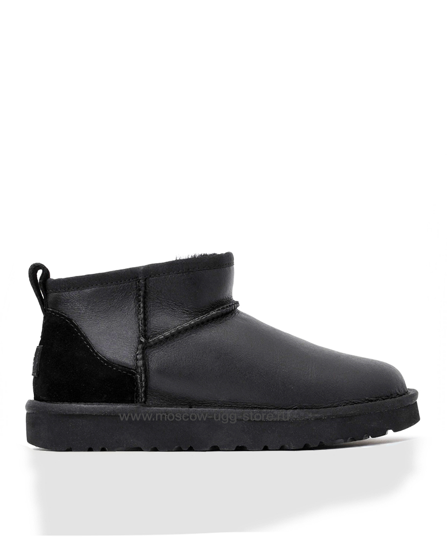 Угги ультра мини обливные UGG ULTRA MINI METALLIC II чёрного цвета.