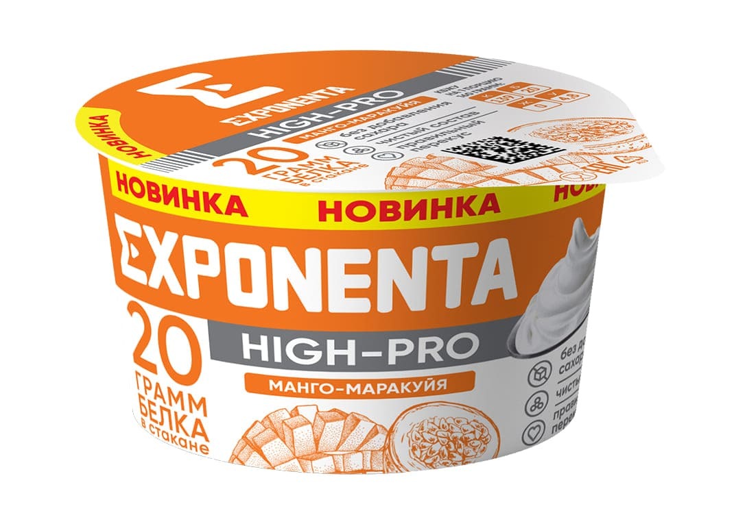 Продукт кисломолочный "Exponenta High-Pro" Манго-маракуйя 160г ...