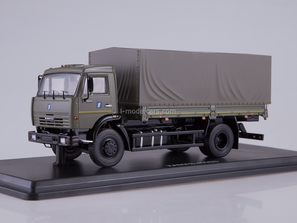 KAMAZ-43253 flatbed truck with awning dark-gray 1:43 Start Scale Models ...