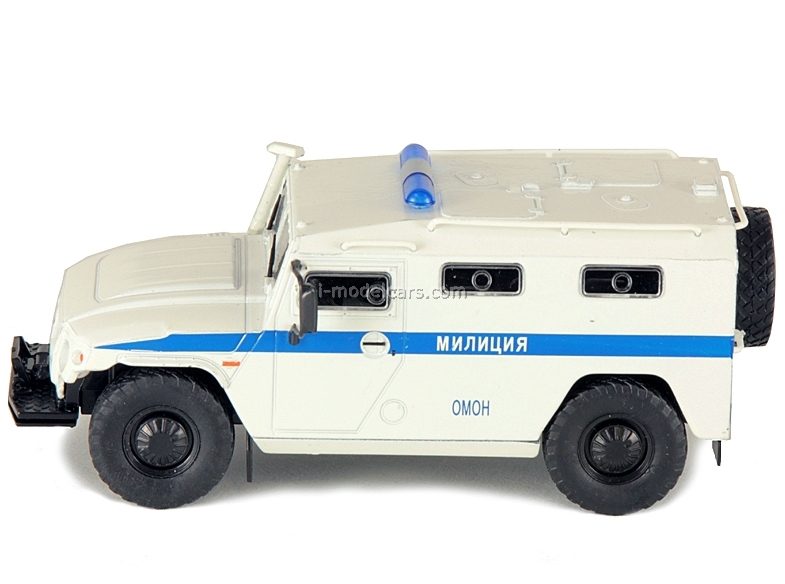 MODEL CARS 1:43 GAZ-233036 Tiger OMON MVD MIA Russia DeAgostini Service ...